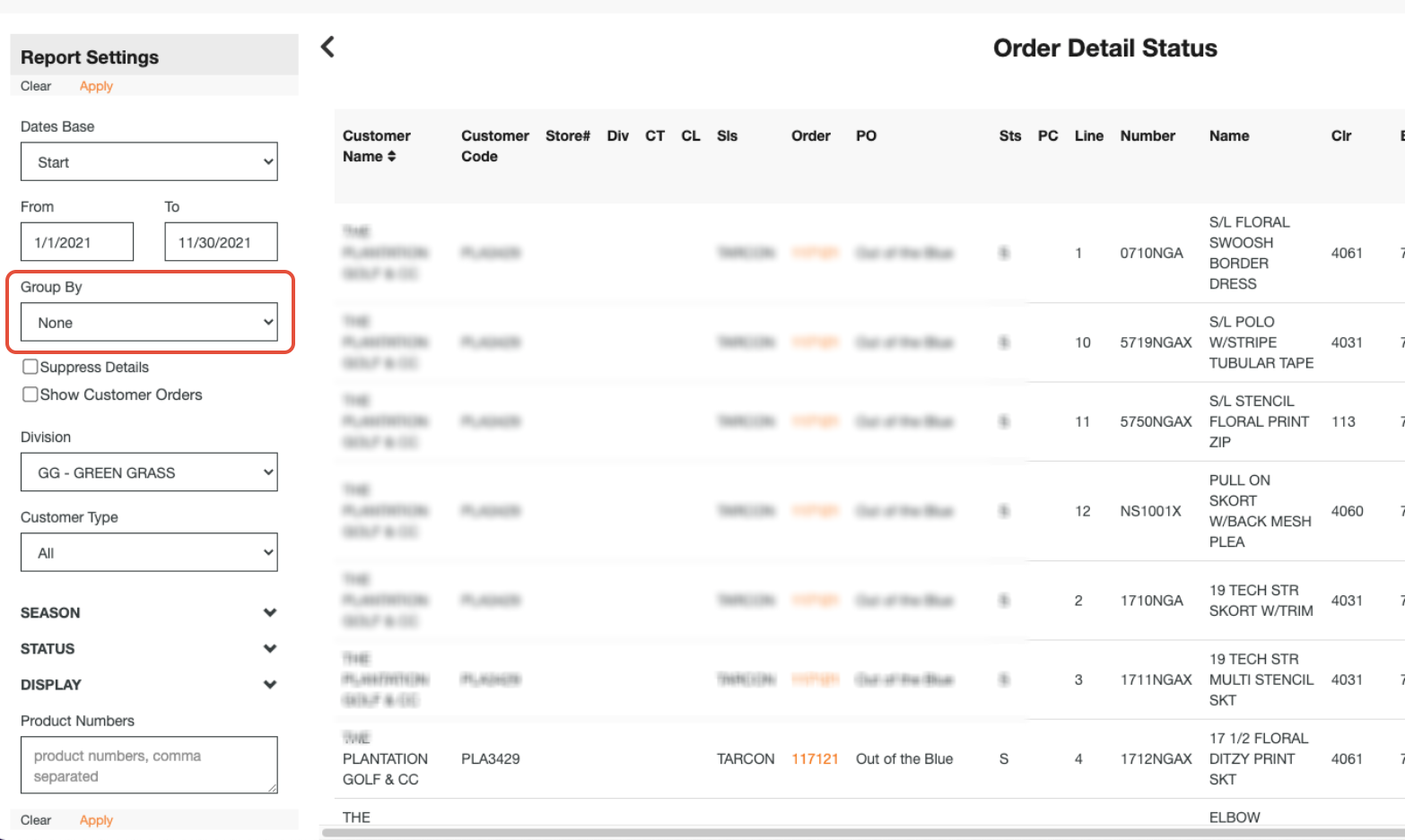 Order Detail Status : Suppress Order Details and updated GroupBy setting Order Detail Status : Suppress Order Details and updated GroupBy setting